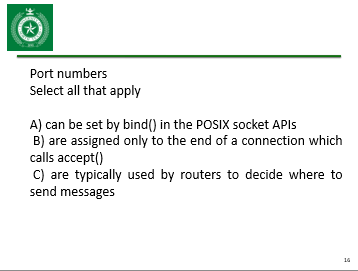 Solved Port numbers Select all that apply A) can be set by | Chegg.com