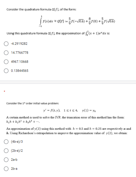 Solved Consider the quadrature formula alf, of the form: | Chegg.com