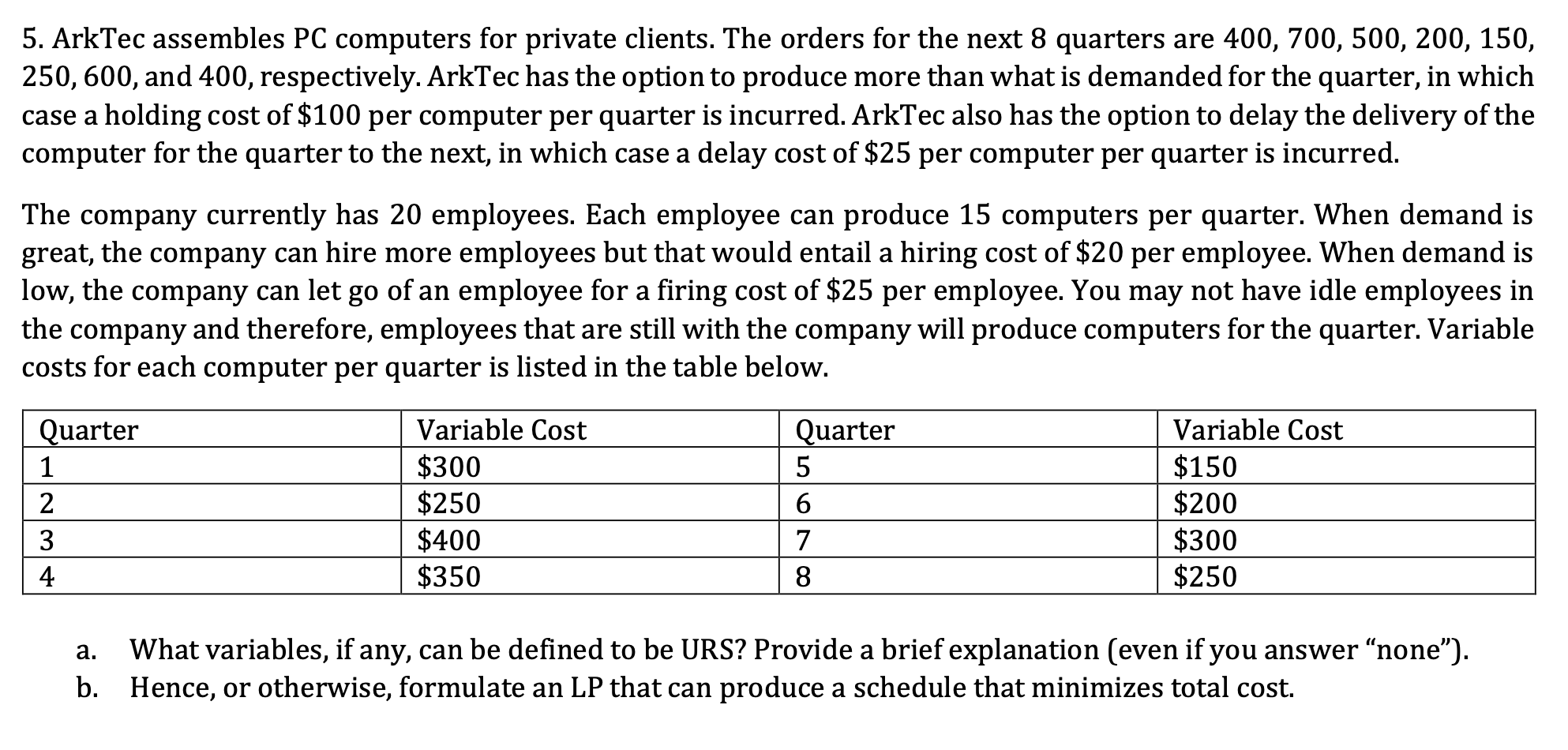 5. ArkTec assembles PC computers for private clients. | Chegg.com
