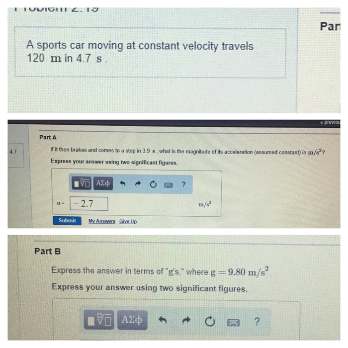 Solved A sports car moving at constant velocity travels 120 | Chegg.com