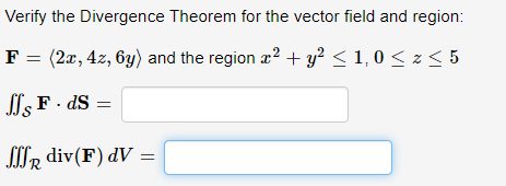 Solved Verify the Divergence Theorem for the vector field | Chegg.com