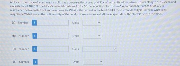 Solved A block in the shape of a rectangular solid has a | Chegg.com
