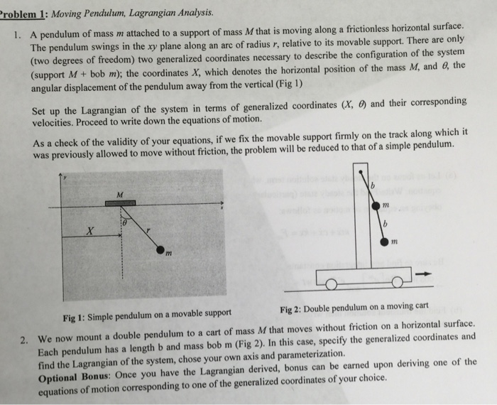 Solved A pendulum of mass m to a support of mass M that is | Chegg.com