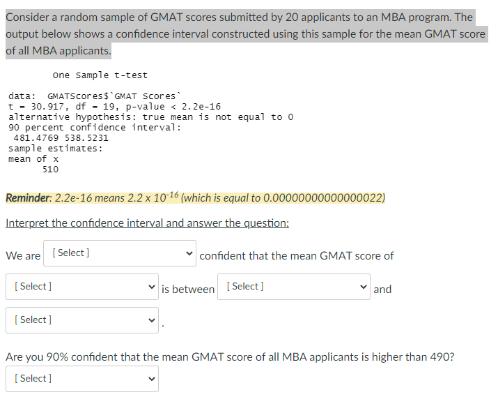 Solved Consider a random sample of GMAT scores submitted by | Chegg.com
