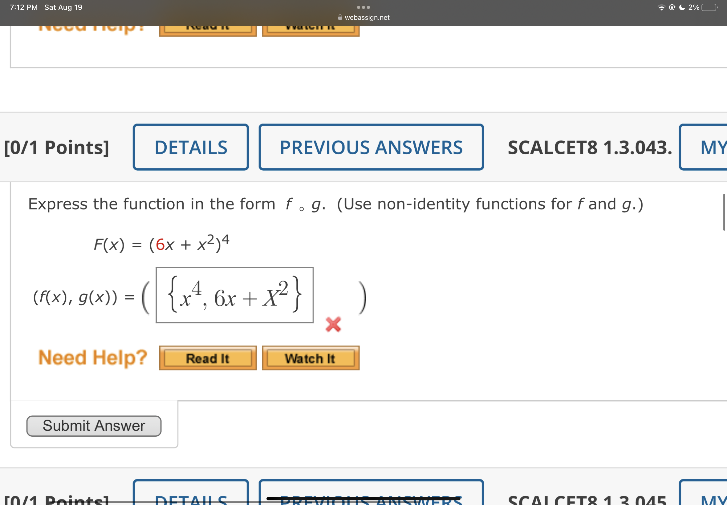 Solved Express the function in the form \\( f \\circ g \\). | Chegg.com
