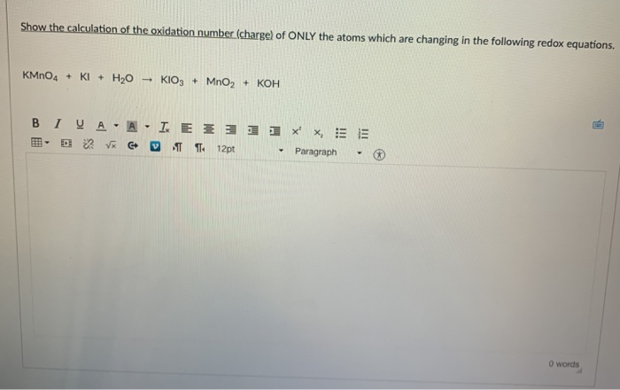 Solved Show the calculation of the oxidation number (charge) | Chegg.com