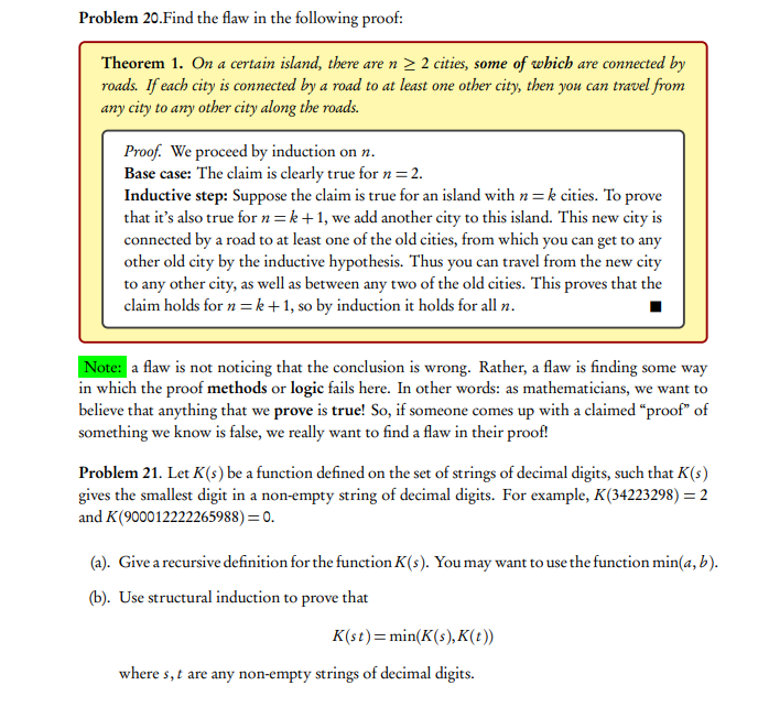 Solved Problem 20.Find the flaw in the following proof: | Chegg.com