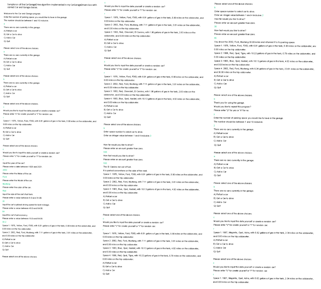 Solved Can someone help with the CarGarageDriver? I want to | Chegg.com