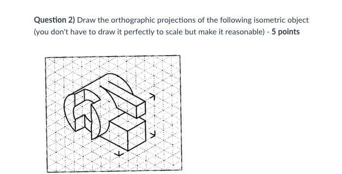 Solved Question 2) Draw the orthographic projections of the | Chegg.com