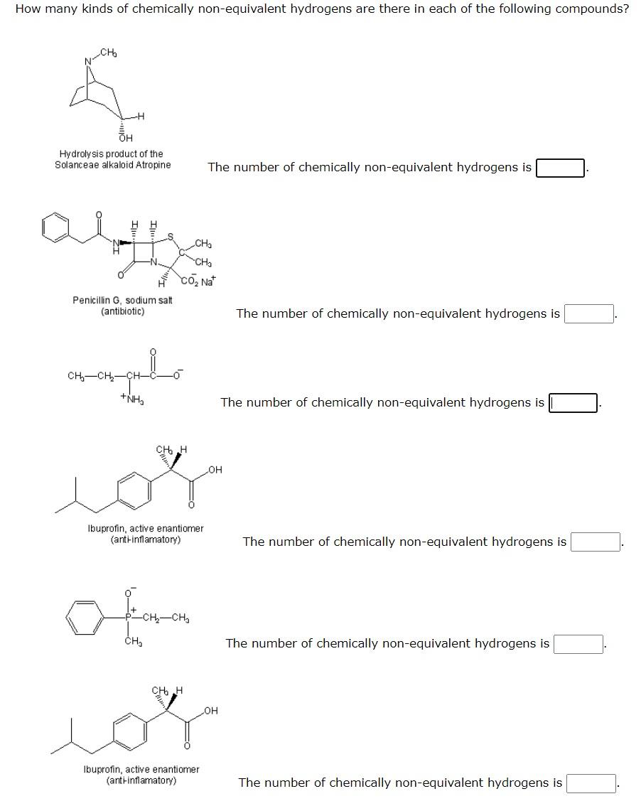 Solved How many kinds of chemically non-equivalent hydrogens | Chegg.com