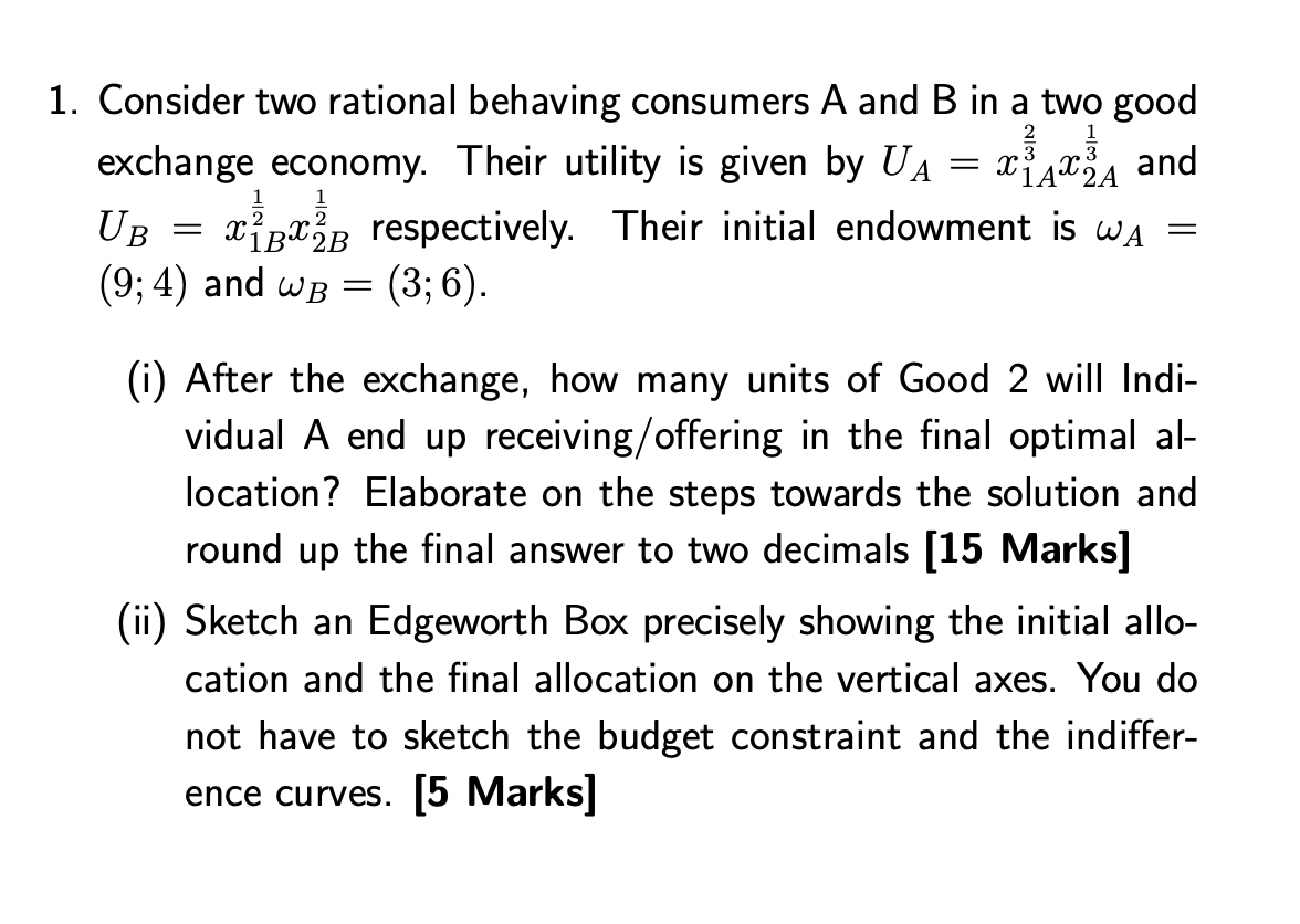 Solved 2 1 3 1. Consider two rational behaving consumers A | Chegg.com