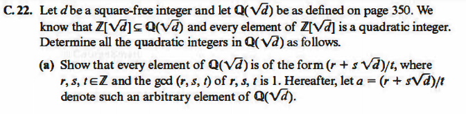 Solved C. 22. Let d be a square-free integer and let Q(Vd) | Chegg.com