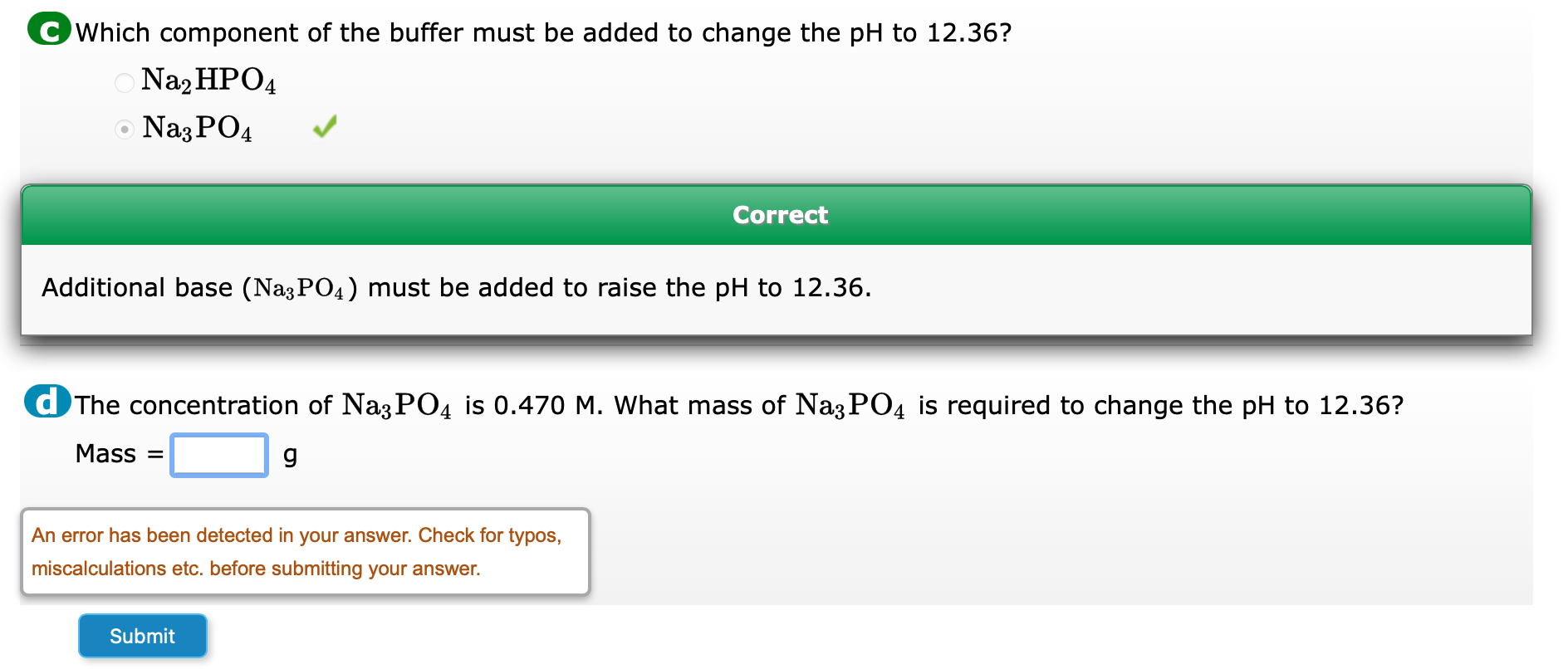 Solved A buffer solution with a pH of 12.11 consists of | Chegg.com