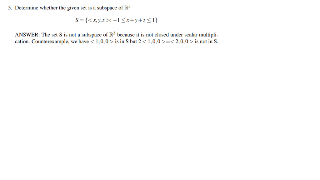 Solved 5. Determine whether the given set is a subspace of | Chegg.com