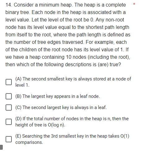 Solved 14. Consider a minimum heap. The heap is a complete | Chegg.com