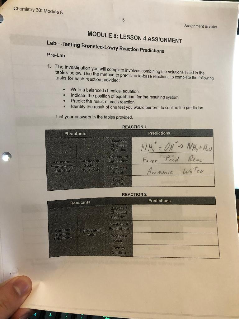 Solved Chemistry 30: Module 8 3 Assignment Booklet MODULE 8: | Chegg.com