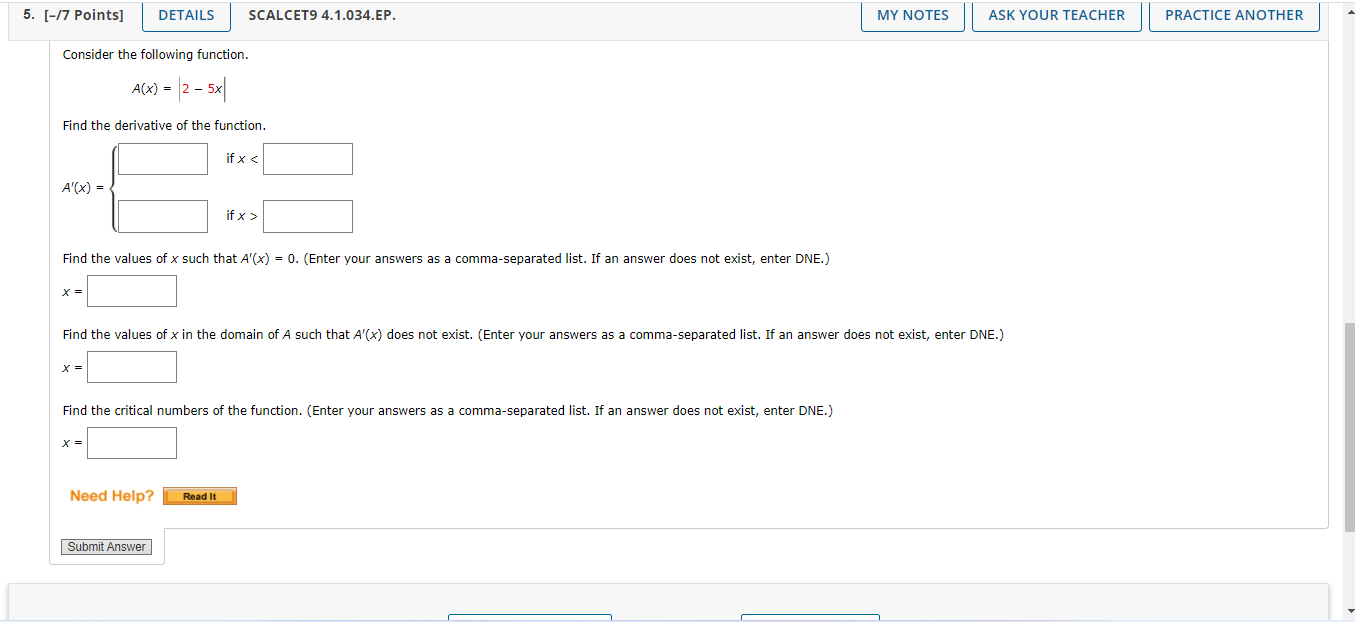 Solved 5. [-17 Points] DETAILS SCALCET9 4.1.034.EP. MY NOTES | Chegg.com
