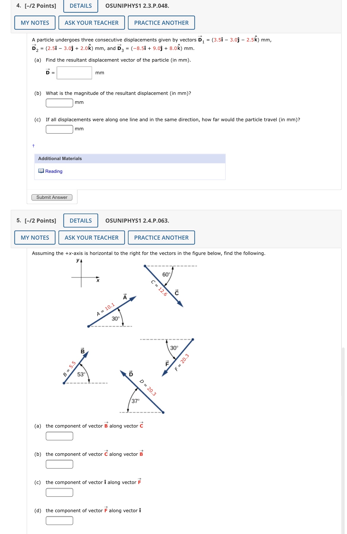 Solved A particle undergoes three consecutive displacements | Chegg.com