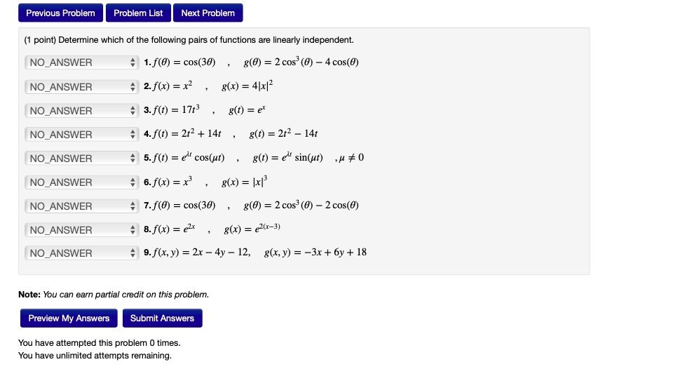 Solved Previous Problem Problem List Next Problem (1 point) | Chegg.com