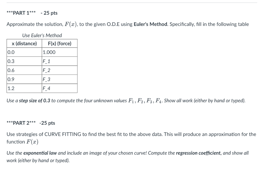 Approximate the solution, F(x), to the given O.D.E | Chegg.com