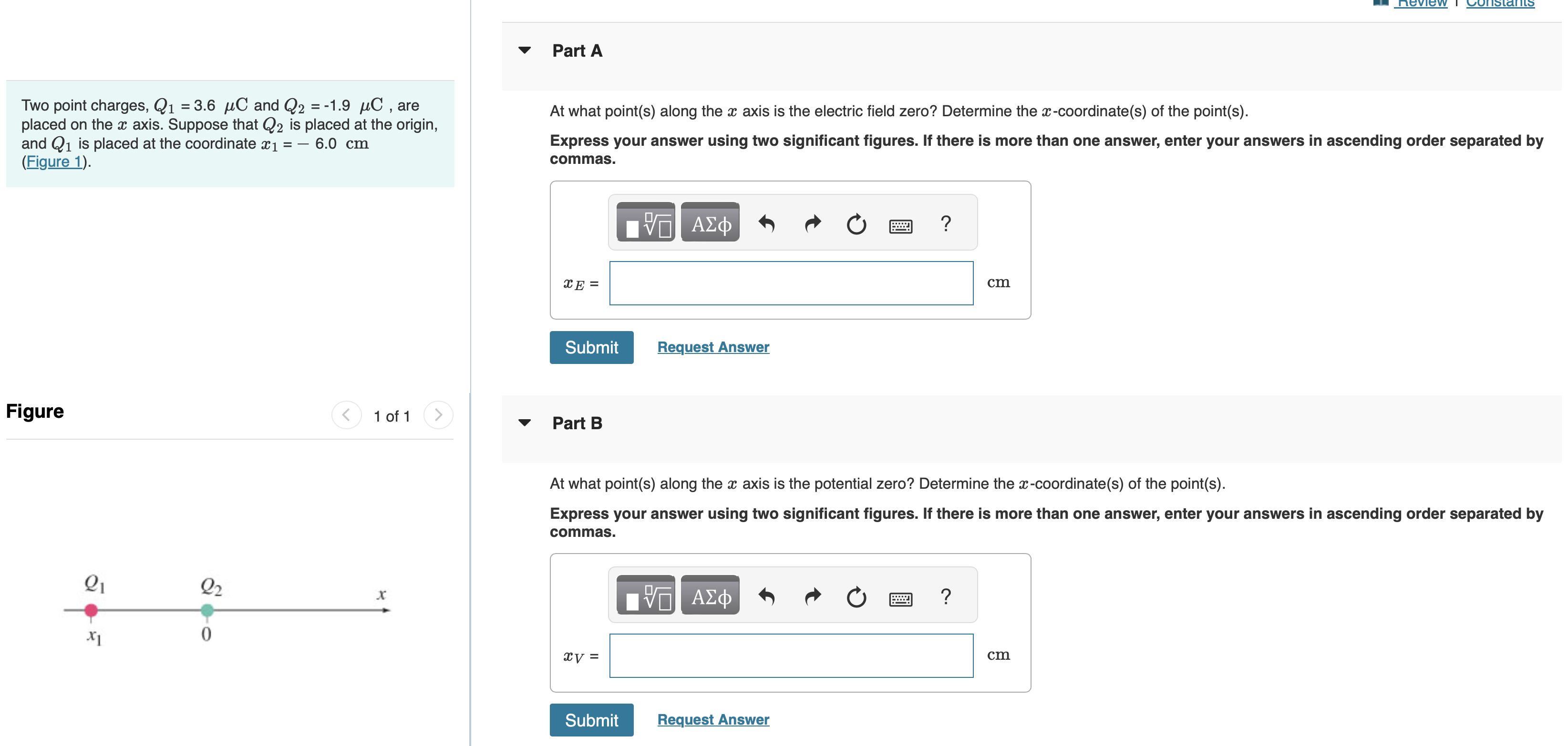 Solved Two point charges, Q1=3.6μC and Q2=−1.9μC, are placed | Chegg.com