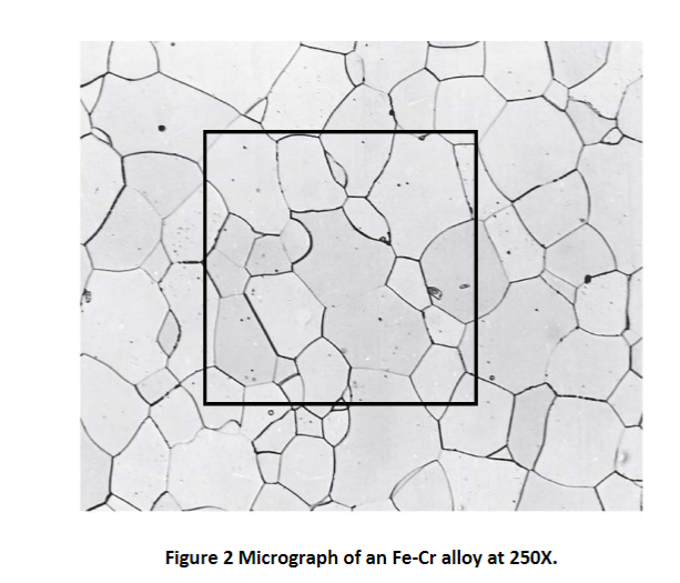 Solved Figure 2 Micrograph of an Fe-Cr alloy at 250X. 0.96 | Chegg.com