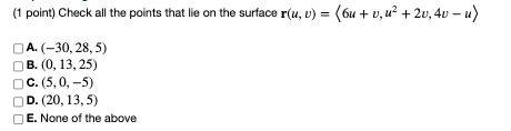 Solved (1 point) Check all the points that lie on the | Chegg.com