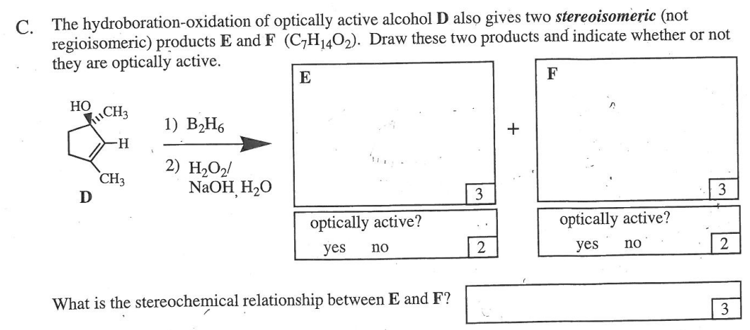 Solved The hydroboration-oxidation of optically active | Chegg.com