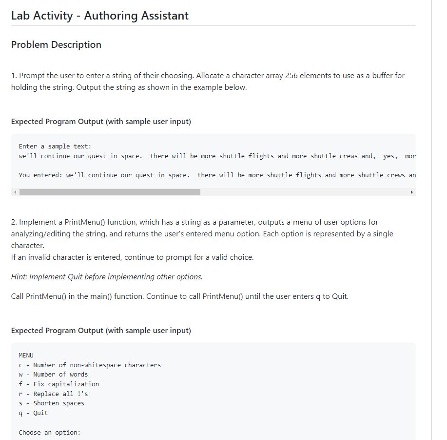 Solved Lab Activity - Authoring Assistant Problem | Chegg.com