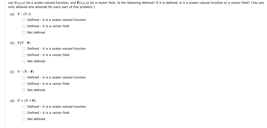Solved Let f(x,y,z) be a scalar-valued function, and | Chegg.com