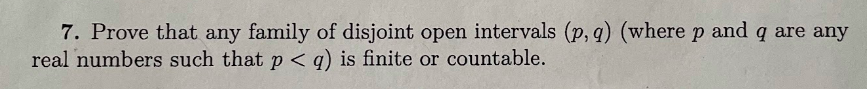 Solved 7. Prove that any family of disjoint open intervals | Chegg.com
