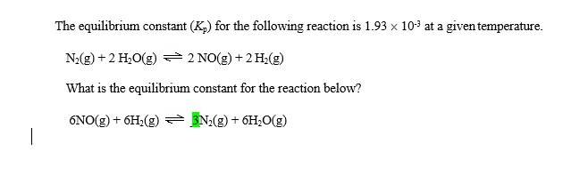 Solved The equilibrium constant (Kp) for the following | Chegg.com