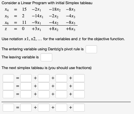 Consider a Linear Program with initial Simplex | Chegg.com