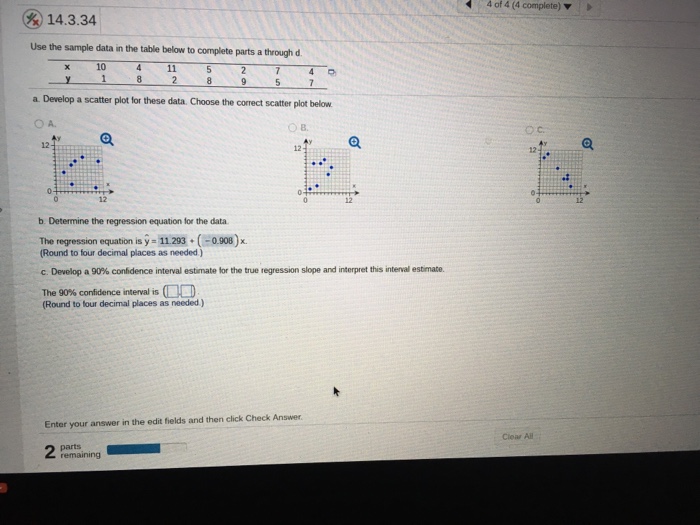 Solved Use the sample data in the table below to complete | Chegg.com