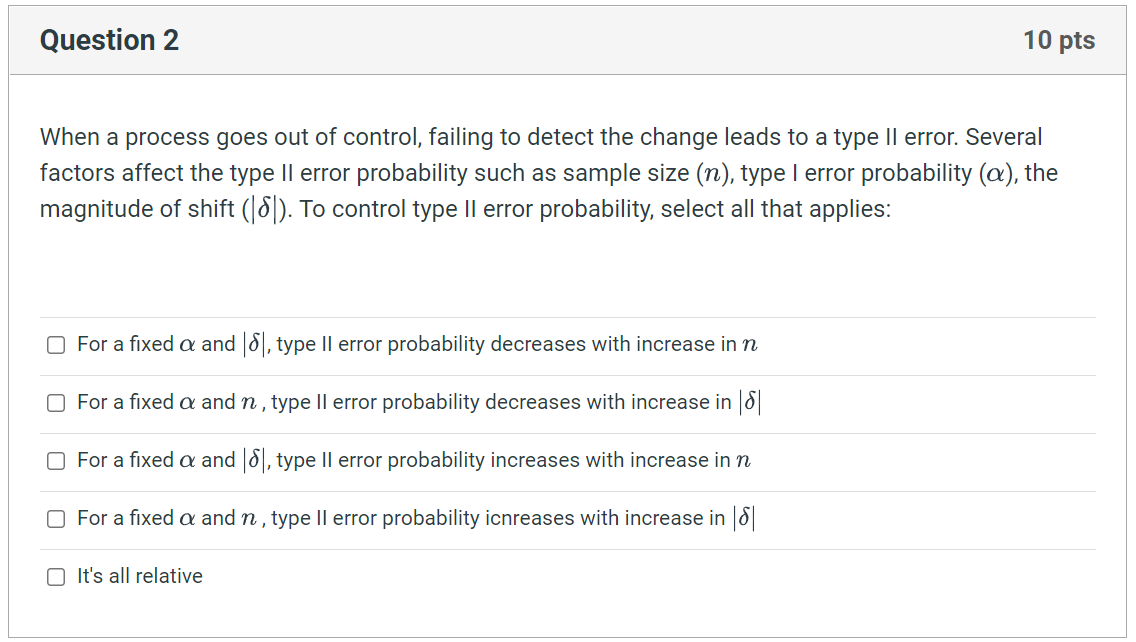 Solved Question 2 10 pts When a process goes out of control, | Chegg.com