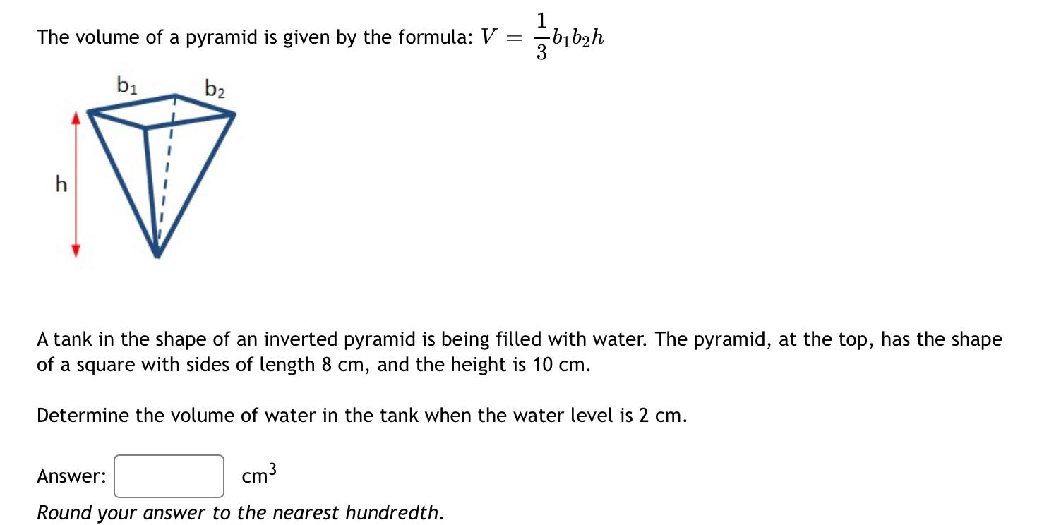Solved The volume of a pyramid is given by the formula: | Chegg.com