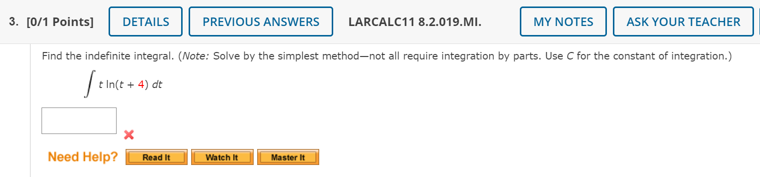 Solved 3. [0/1 Points] DETAILS PREVIOUS ANSWERS LARCALC11 | Chegg.com