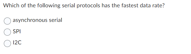 Solved Which of the following serial protocols has the | Chegg.com