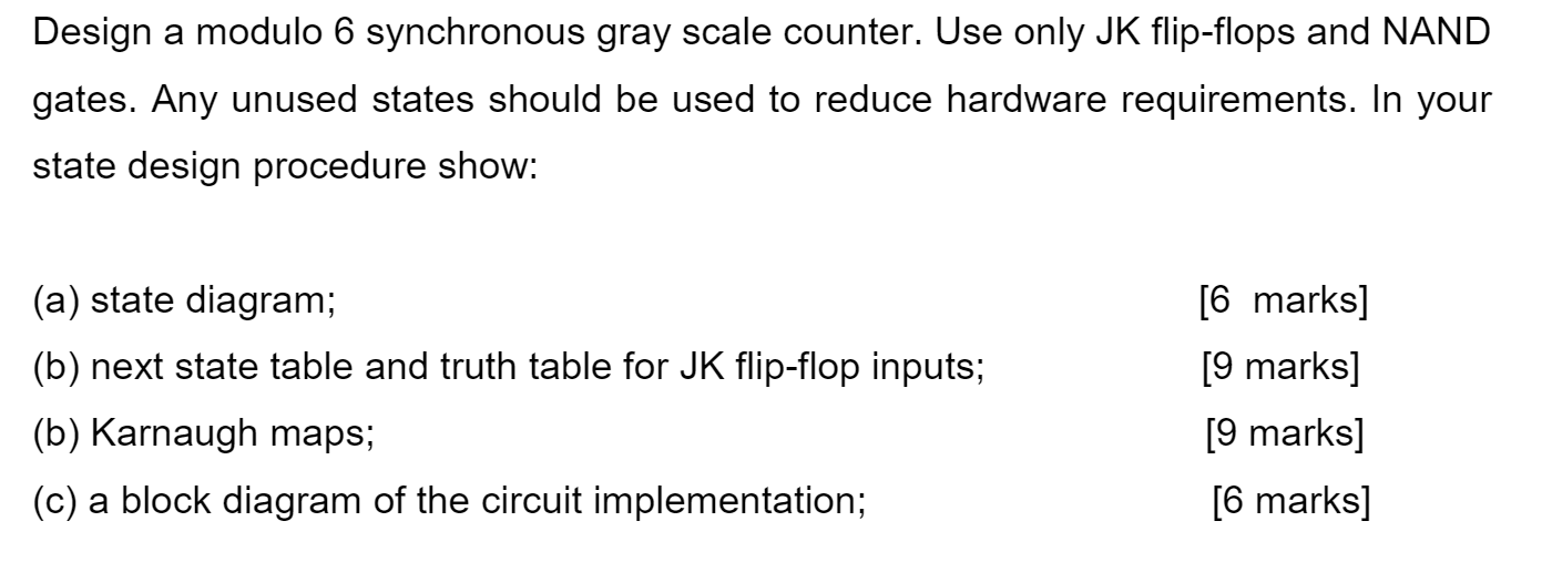 Solved Design a modulo 6 synchronous gray scale counter. Use | Chegg.com