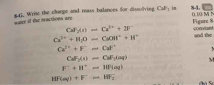 Solved the charge and mass balances for dissolving CaF2 in | Chegg.com