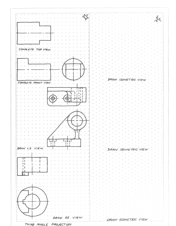 Solved COMPLETE TOP VIEW DRAW ISOMETRIC VIEW COMPLETE FRONT | Chegg.com