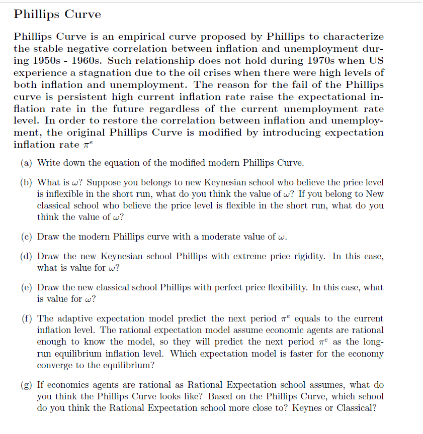 Phillips Curve Phillips Curve is an empirical curve | Chegg.com