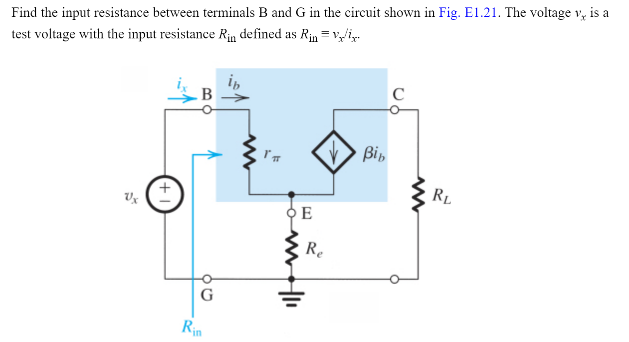 Solved Find the input resistance between terminals B and G | Chegg.com
