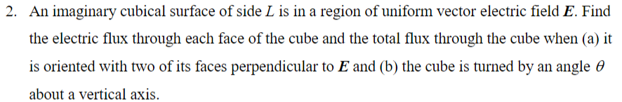 Solved 2. An imaginary cubical surface of side L is in a | Chegg.com