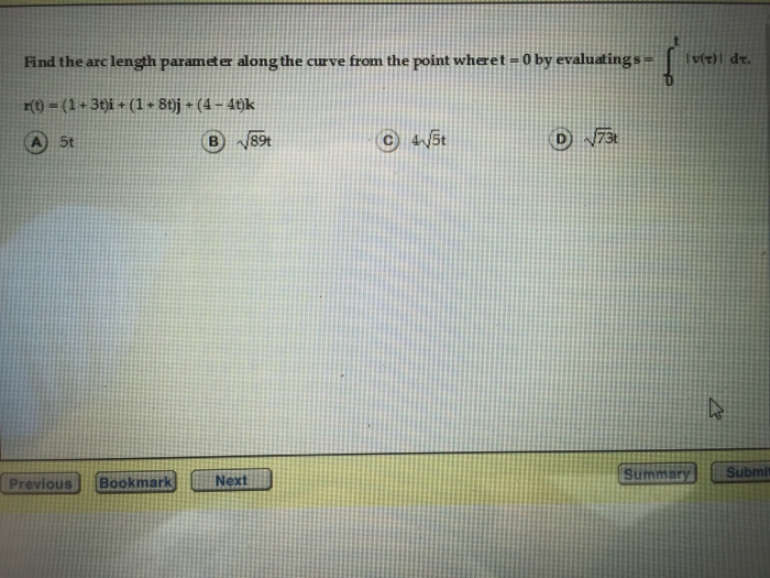 Solved ai Find the arc length parameter along the curve from | Chegg.com