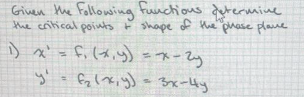 Solved Given the Following functions determine the critical | Chegg.com