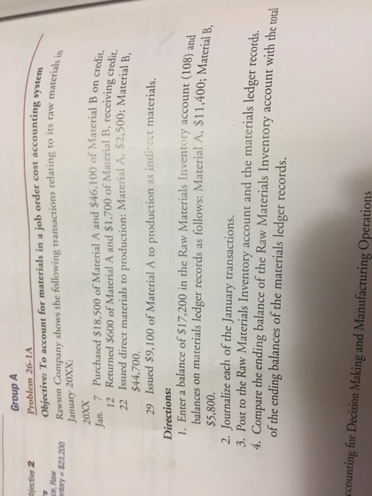 Solved Group A Problem 26-1A Objective: To account for | Chegg.com