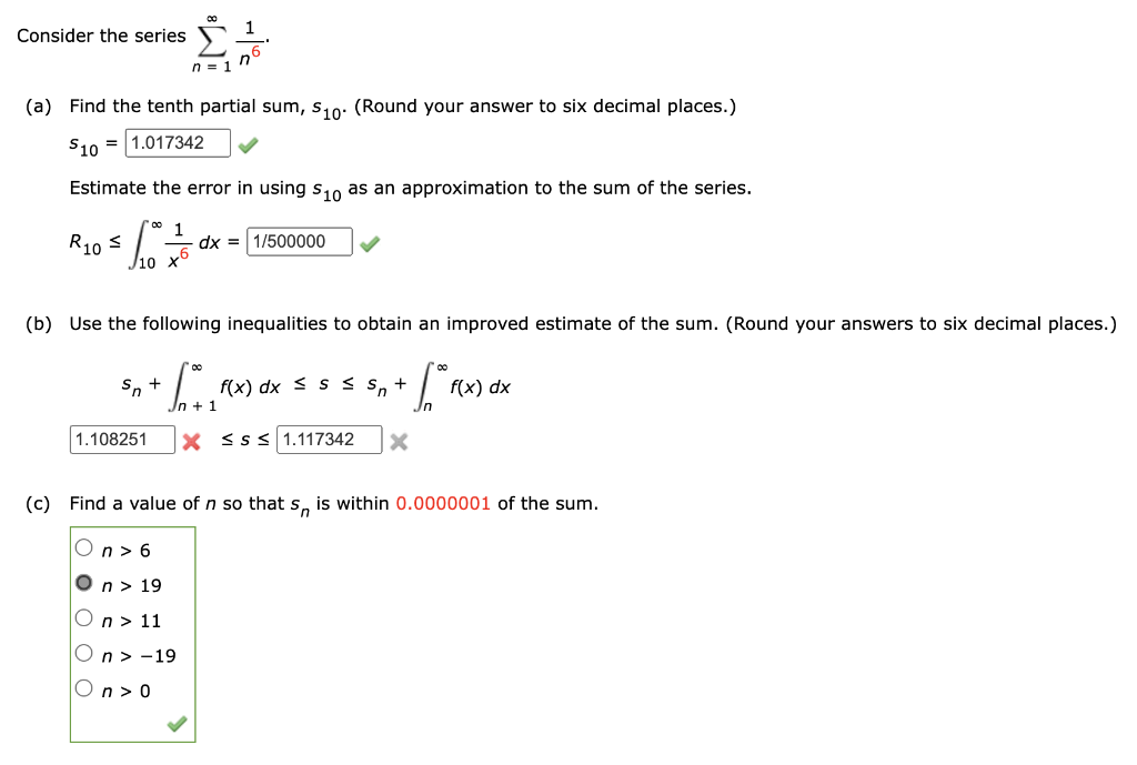 Solved Consider the series ∑n=1∞n61. (a) Find the tenth | Chegg.com Solved Consider the series ∑n=1∞n61. (a) Find the tenth | Chegg.com