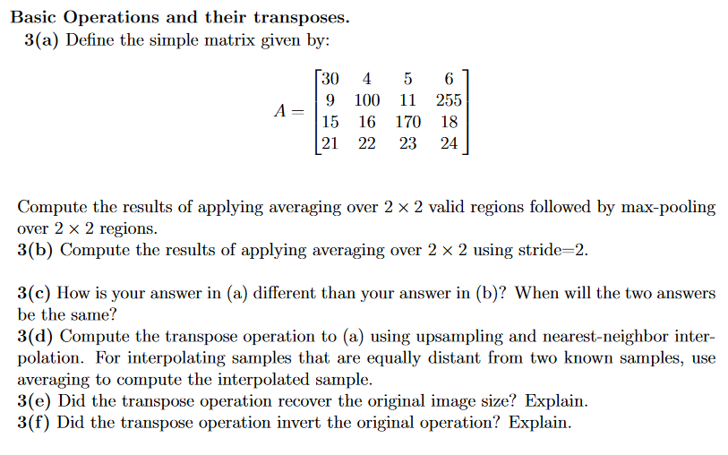 Solved Basic Operations and their transposes. 3(a) Define | Chegg.com