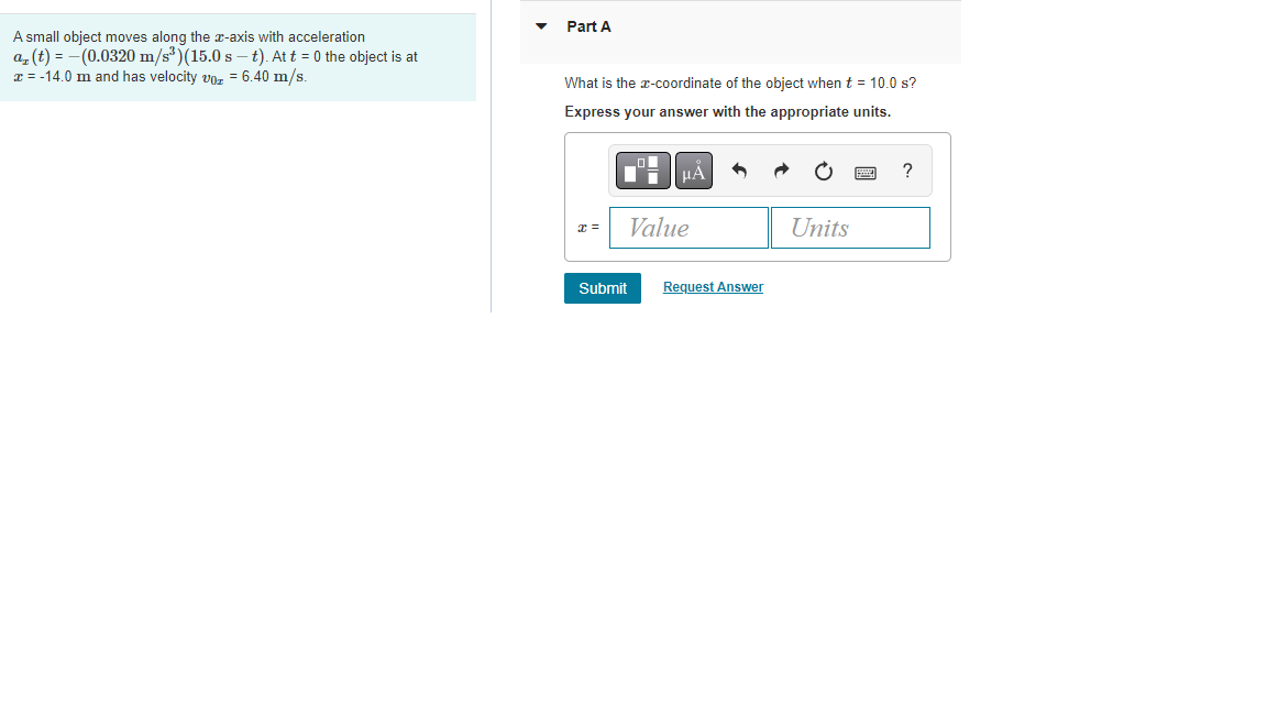 Solved A small object moves along the x-axis with | Chegg.com